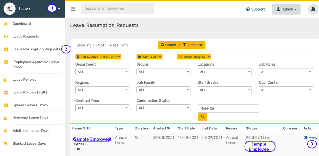 How To Approve/Reroute a Leave Resumption Request
