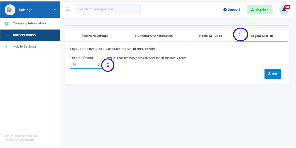 How to extend log out timer
