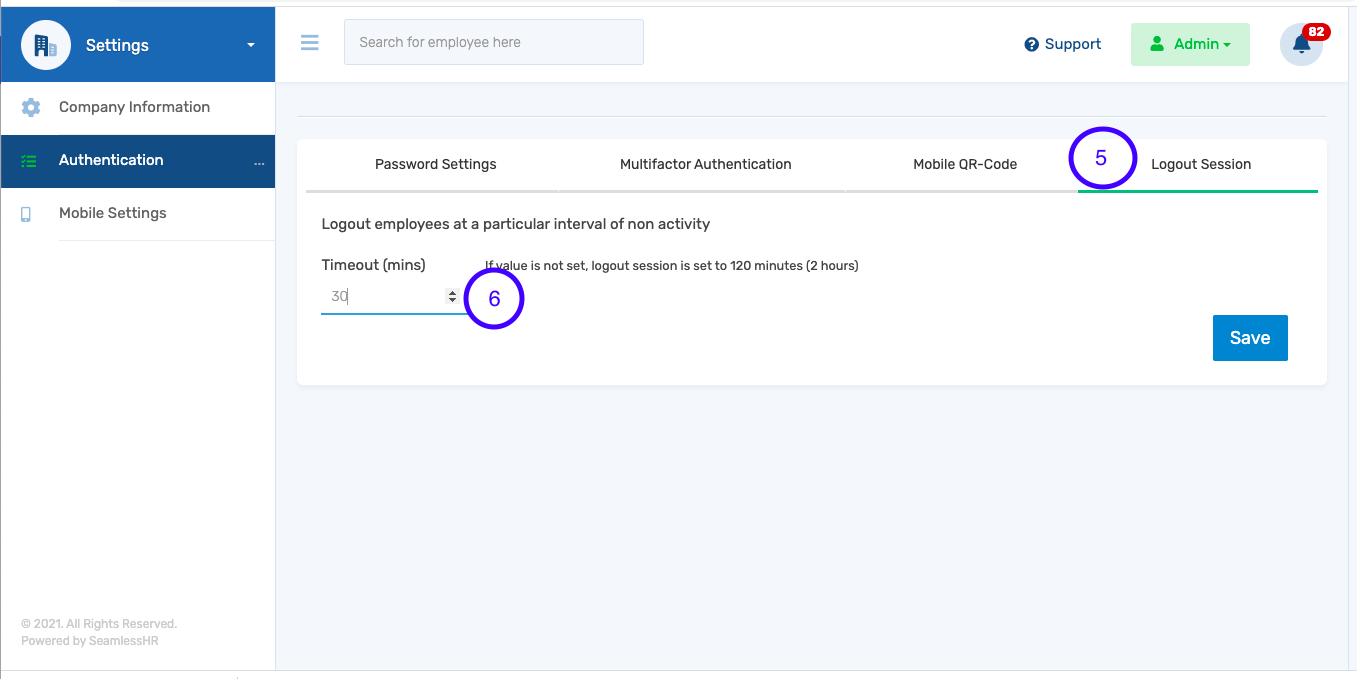 How to extend log out timer