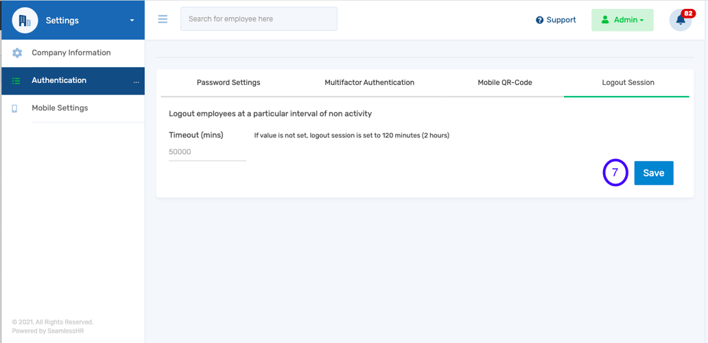How to extend log out timer