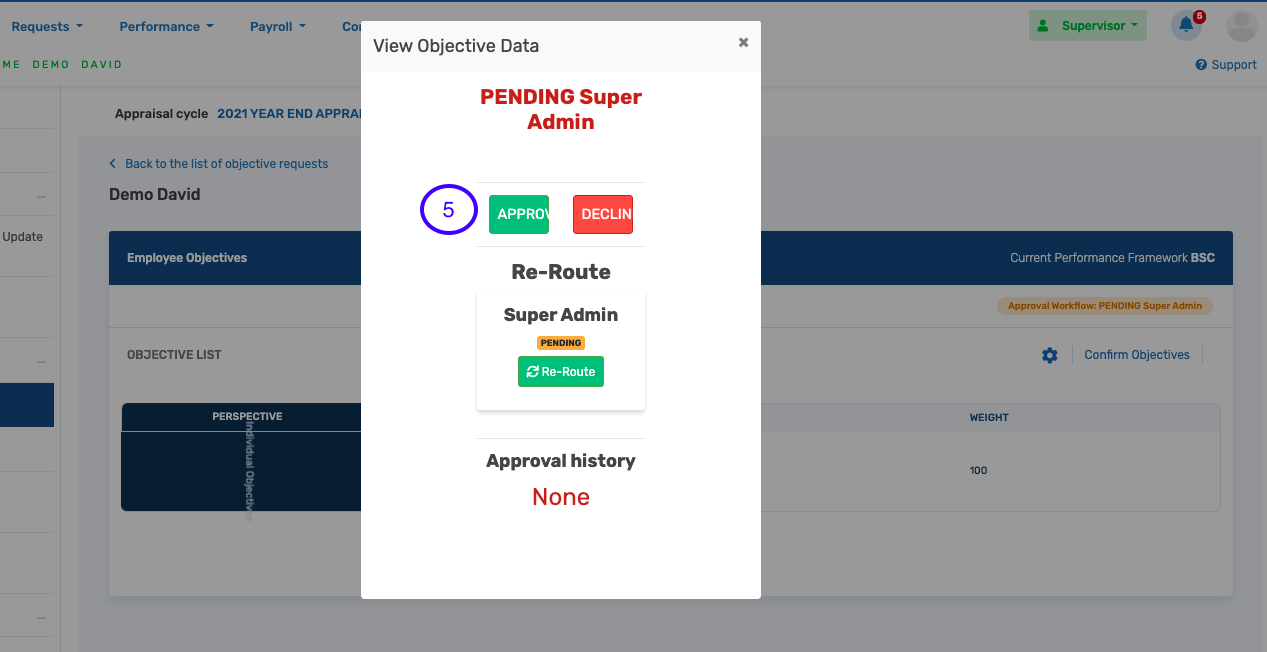 How To Approve Surbodinate's Objective Request As A Supervisor