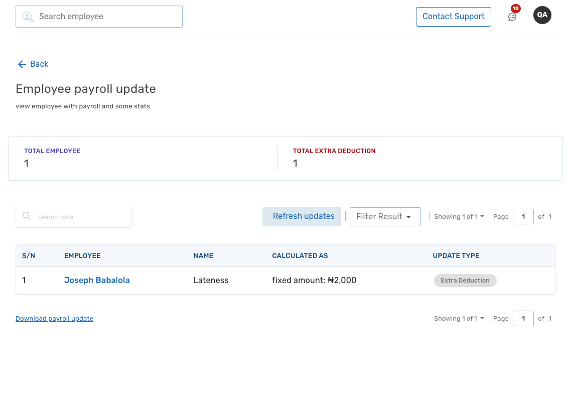 How to Open Payroll Update as a page