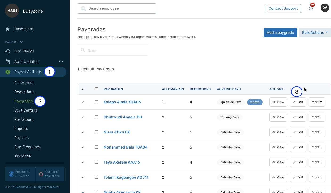 How to edit paygrades.