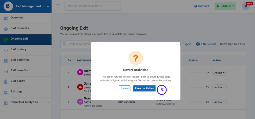 How To Revert An Exit Activity