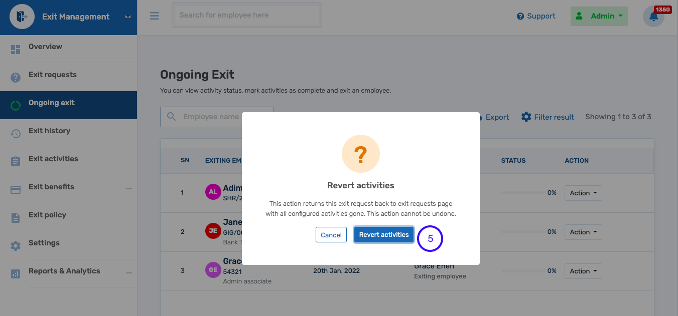How To Revert An Exit Activity