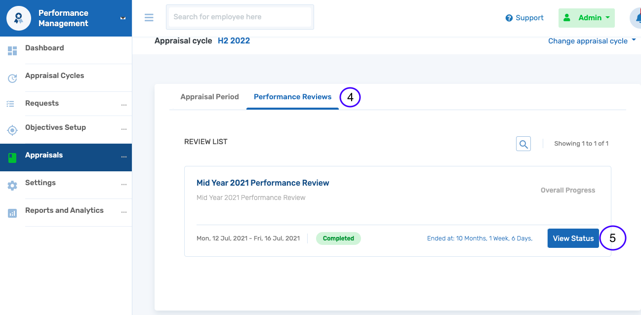 How to Reset Performance Review.