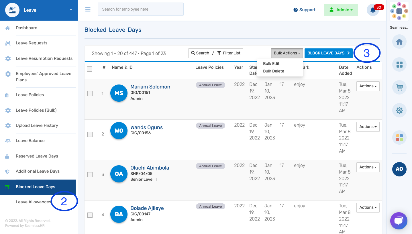 How Admins Can Create Blocked Leave Days