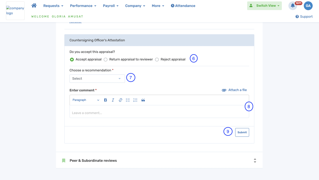 How Countersigning Officers can review an Employee's Appraisal