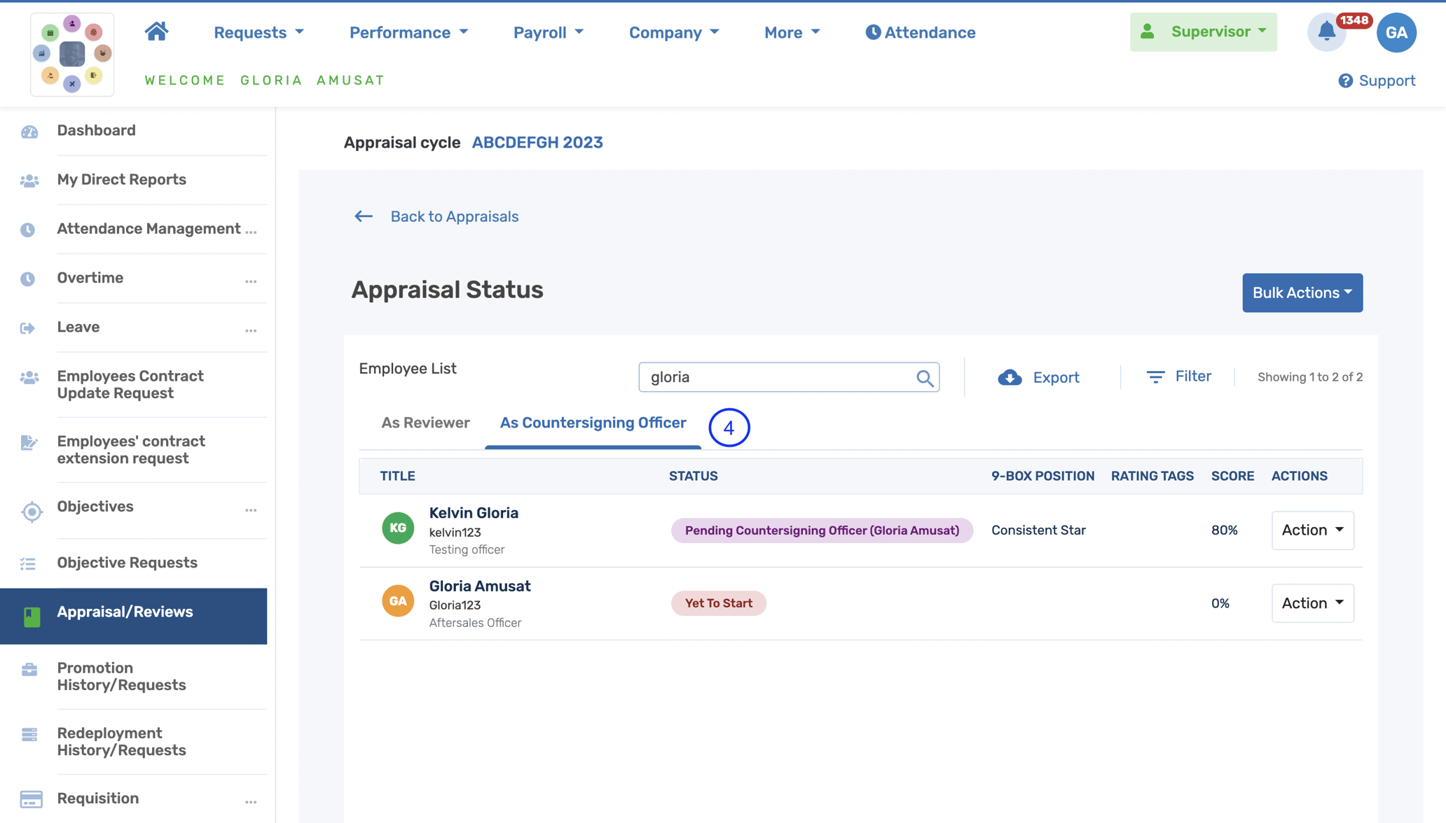 How Countersigning Officers can review an Employee's Appraisal