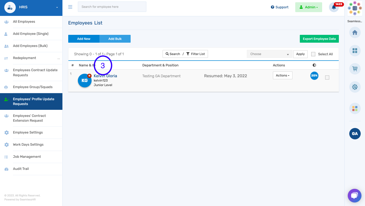 Employee Profile Update Request