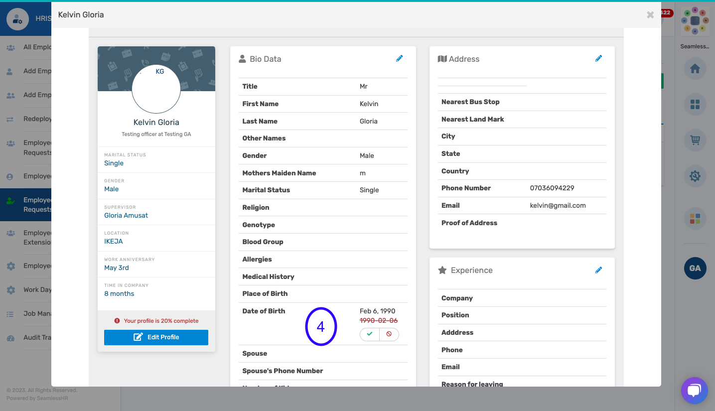 Employee Profile Update Request