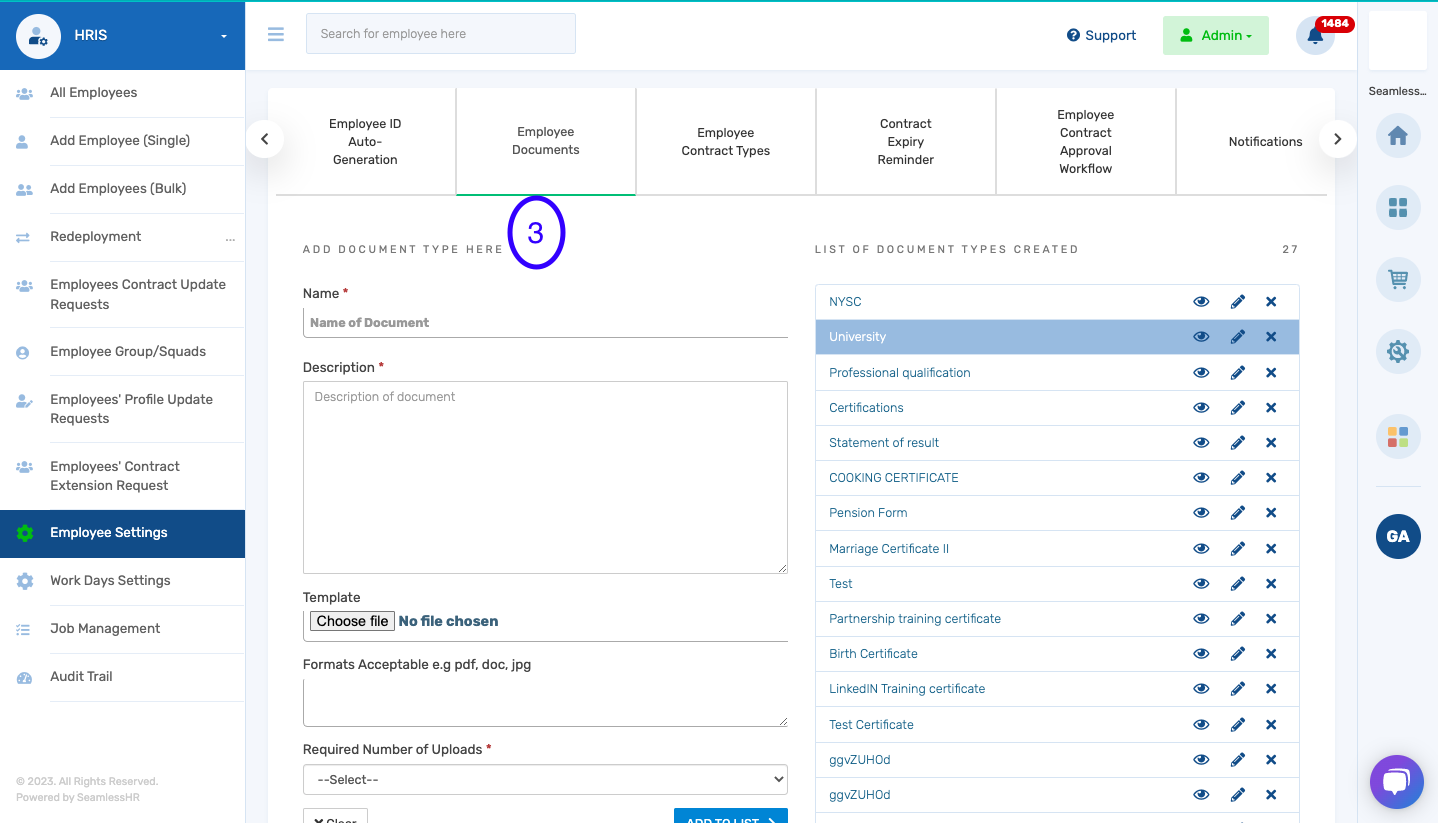 How to Update Employee Documents Setup