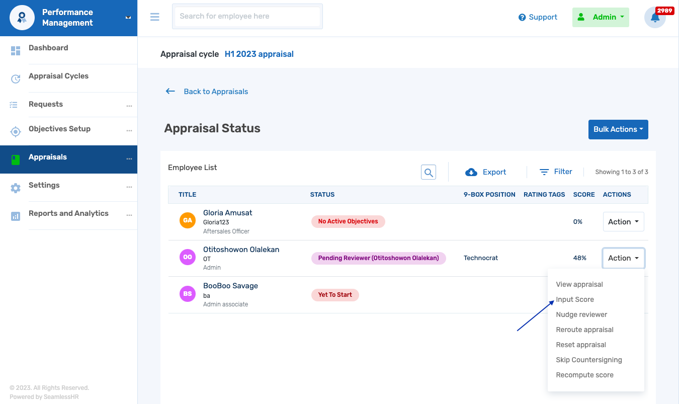 How To Input Custom Score Per Individual