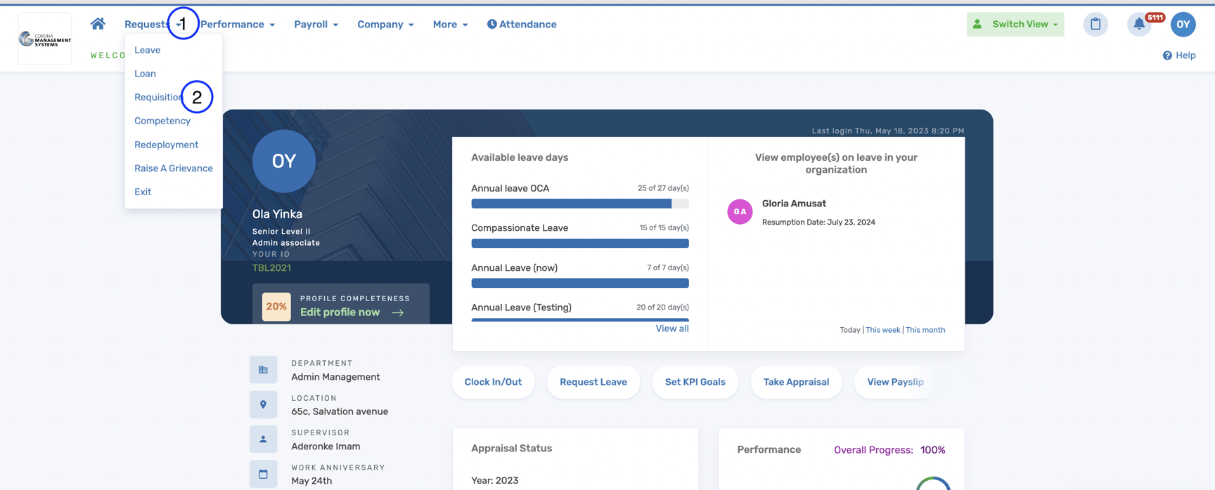 How to request service requisition as an employee
