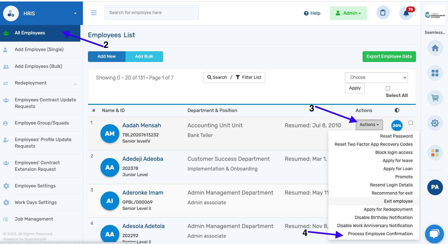 How to Add Existing Employees to a Confirmation Process