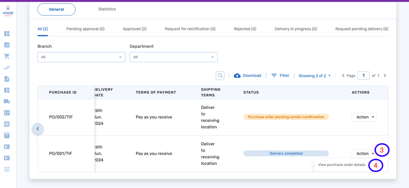 How To View Purchase Order Details And View Deliveries