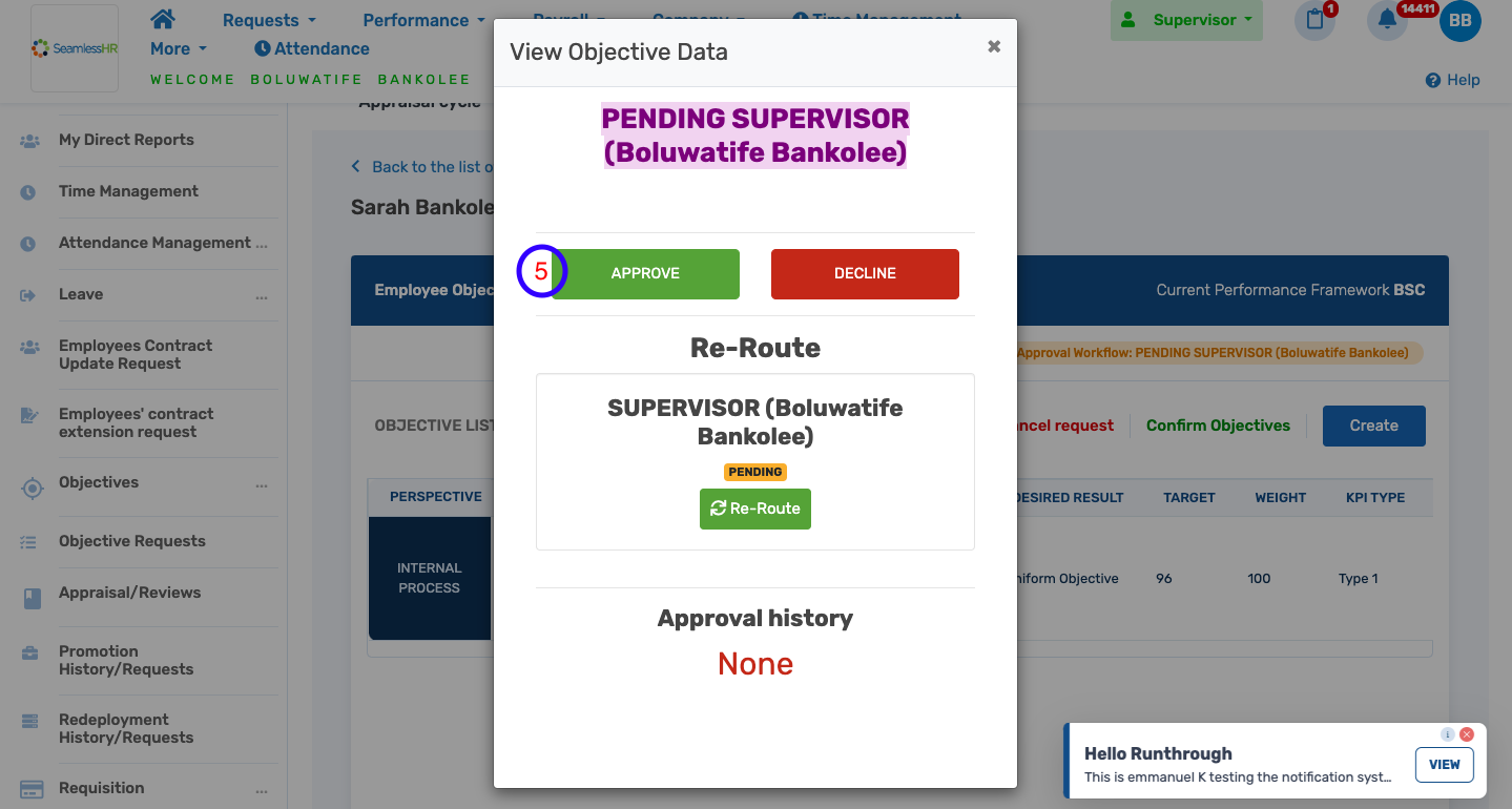 How To Approve Subordinate's Objective Request As A Supervisor