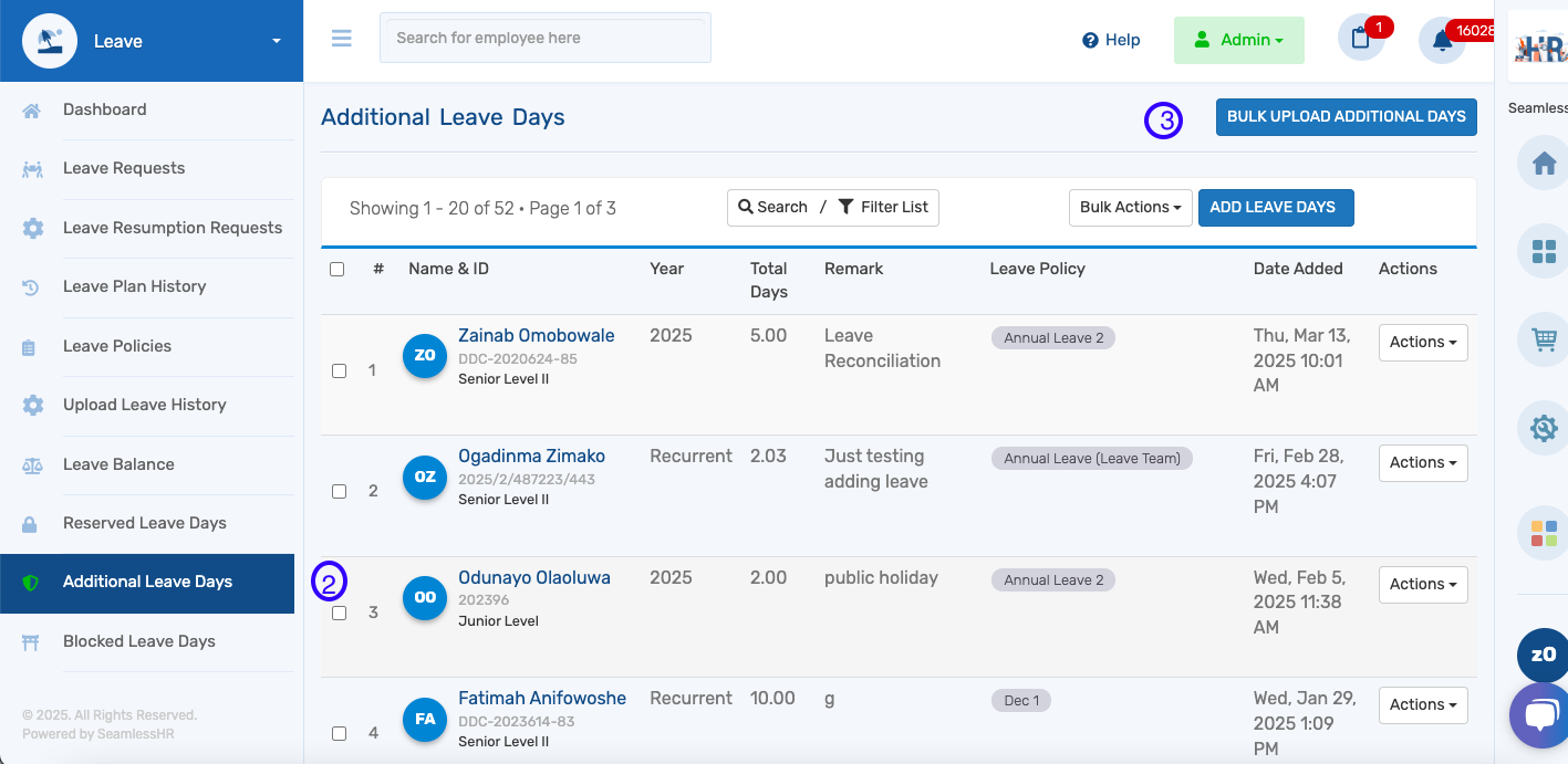 How To Bulk Add Additional And Negative Additional Leave Days
