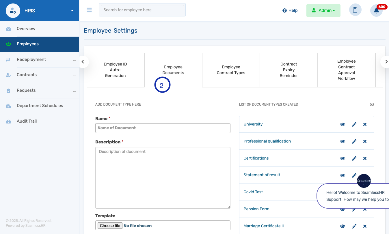 How to Update Employee Documents Setup