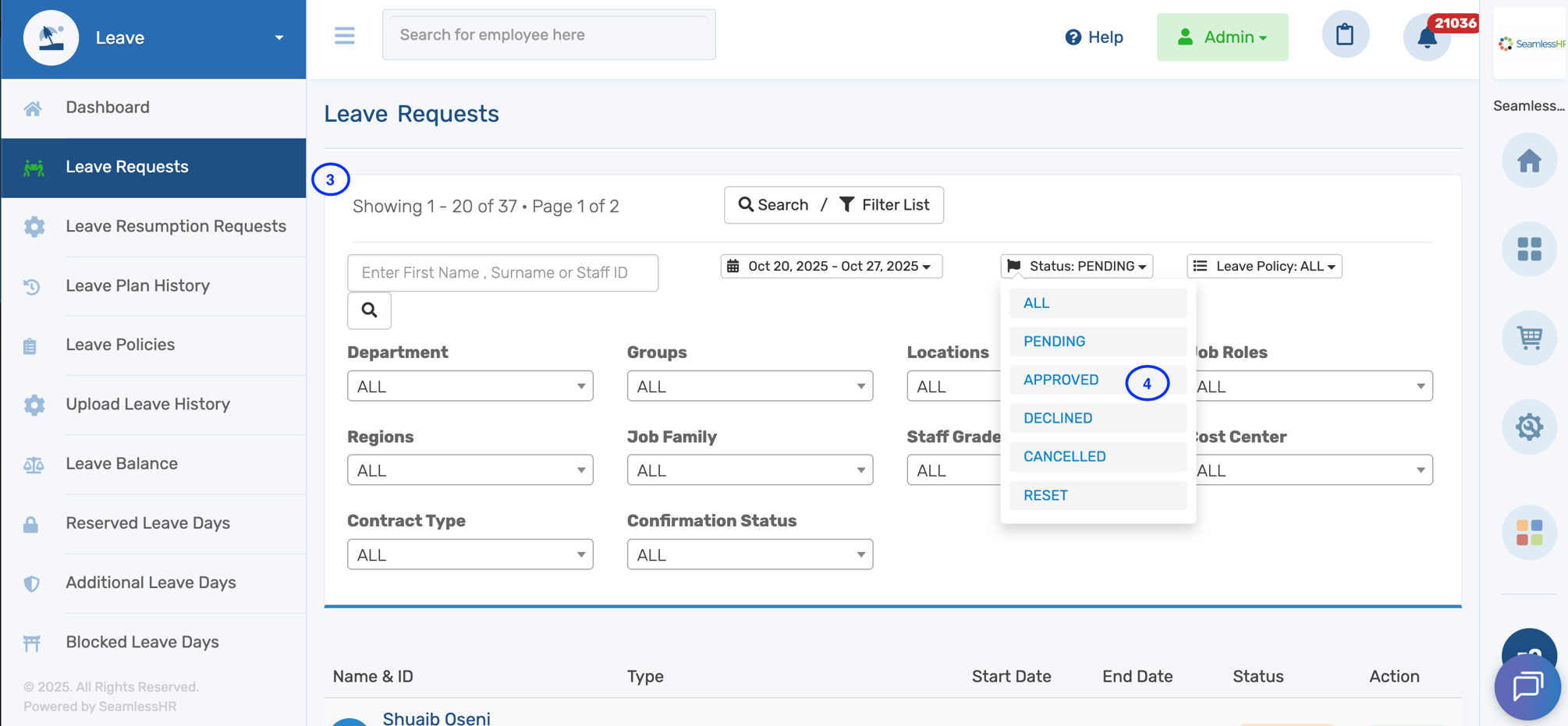 HOW TO CANCEL AN APPROVED LEAVE AS AN ADMIN