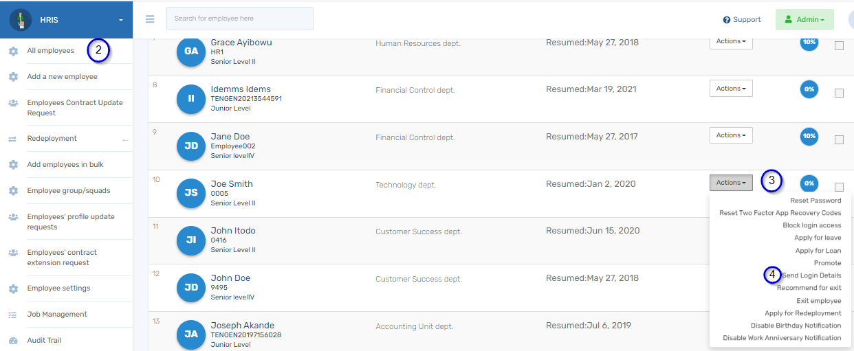 How to send login details to employees