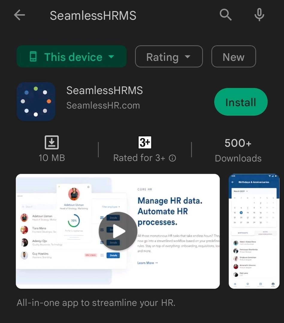 SeamlessHRMS Mobile App Sign-Up Guide