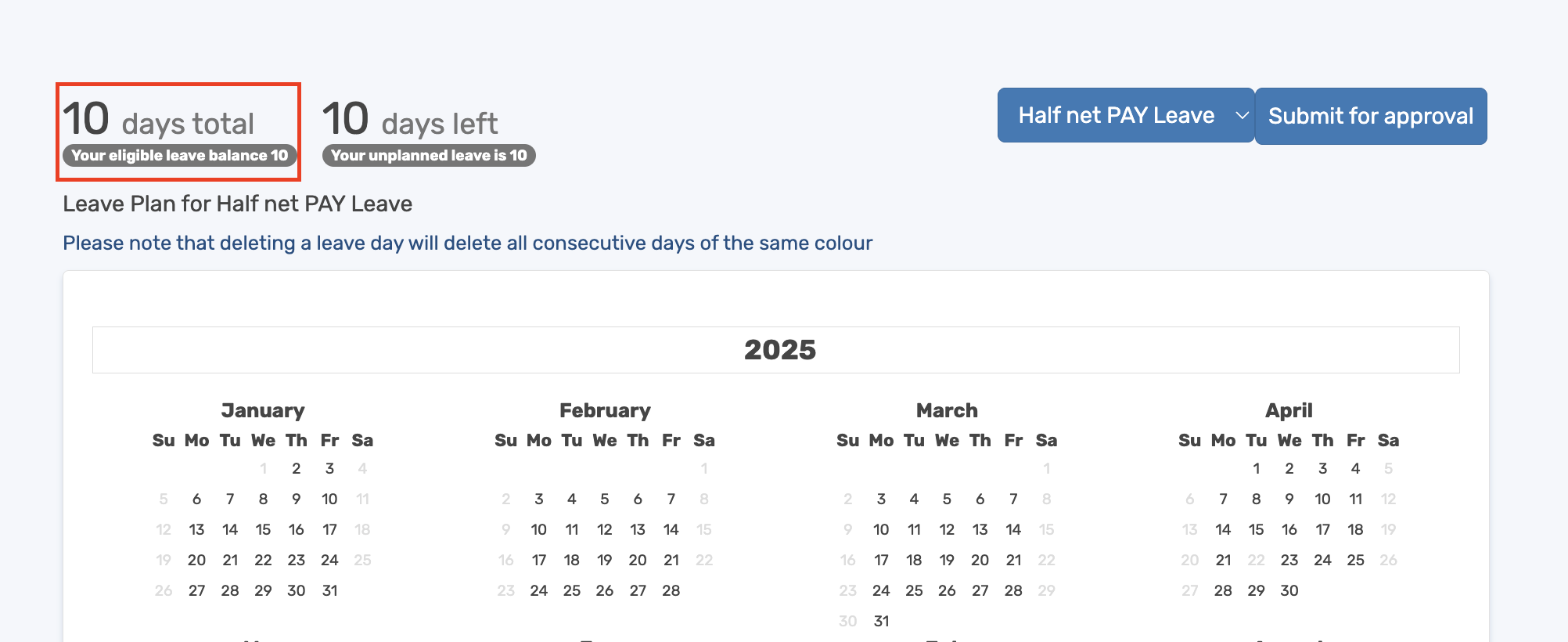 RELEASE NOTE ON LEAVE PLAN CALENDAR UPDATE VERSION 1.1.1